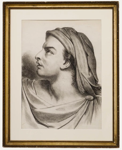 FRAMED EARLY 20TH Century Graphite Drawing - Study of a Man in Profile ...