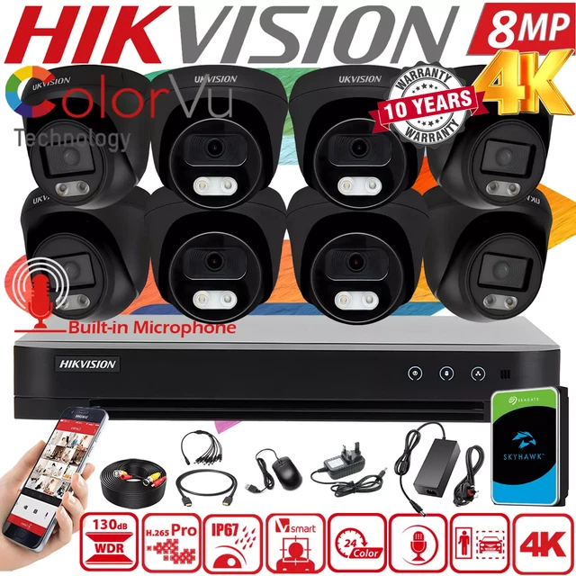 HIKVISION 8MP COLORVU CCTV 4K Outdoor Audio Camera Security System 4CH 8CH DVR £215.83 - PicClick UK