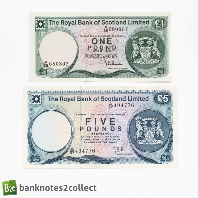 SCOTLAND: SET OF 2 Pound The Royal Bank of Scotland Banknotes. £16.00 ...