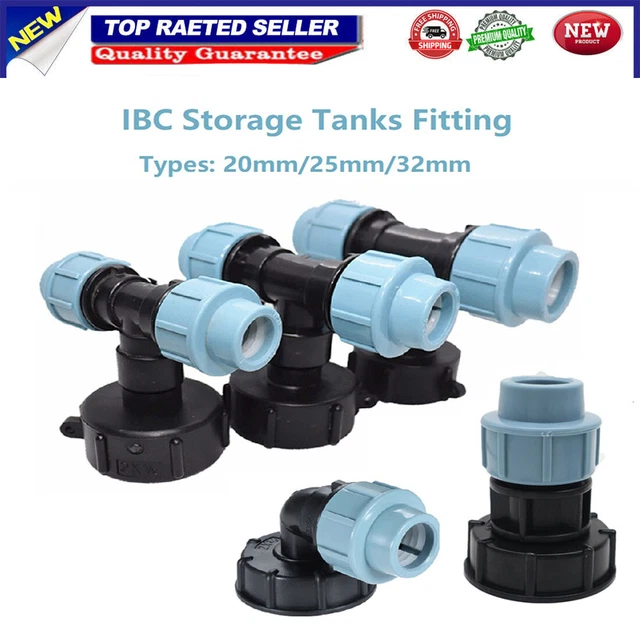IBC TANK FITTING S60X6 to Elbow, Tee, Straight Outlet 20mm 25mm 32mm ...