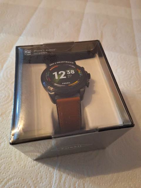 SMARTWATCH FOSSIL GEN 6 pelle marrone FTW4062 NUOVO IMBALLO ORIGINALE ...