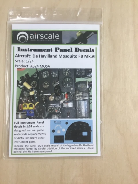 1/24 AIRSCALE INSTRUMENT Panel Decals for De Havilland Mosquito FB Mk ...