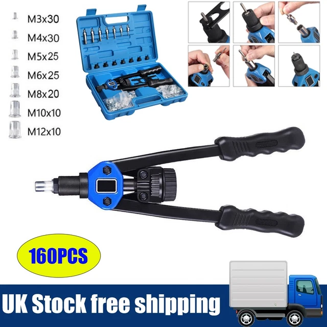 160PCS HAND NUT Tool M3~M12 Repair Kit Riveter Rivnut Gun Mandrels ...