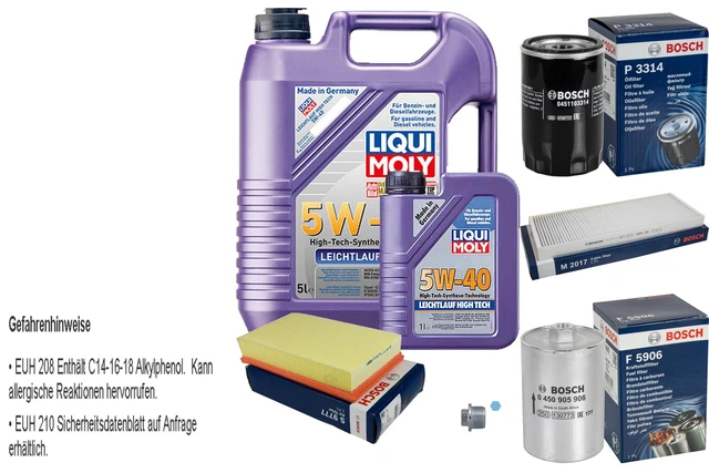 BOSCH INSPECTION SET 6L liquide Moly Bon fonctionnement High Tech 5W-40 ...