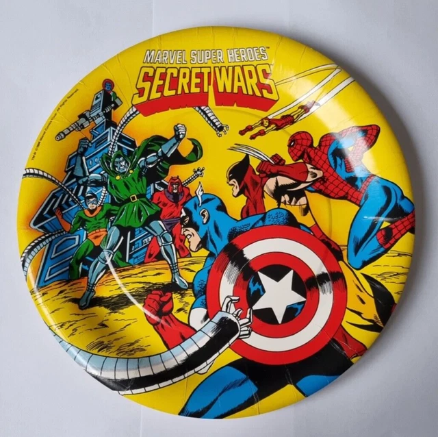 1984 MARVEL SECRET Wars Plates unused x7 Spider-Man Wolverine Party ...