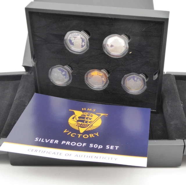 HMS VICTORY QUEENS Platinum Jubilee Silver Proof 50 P Coin Set £16.00 ...