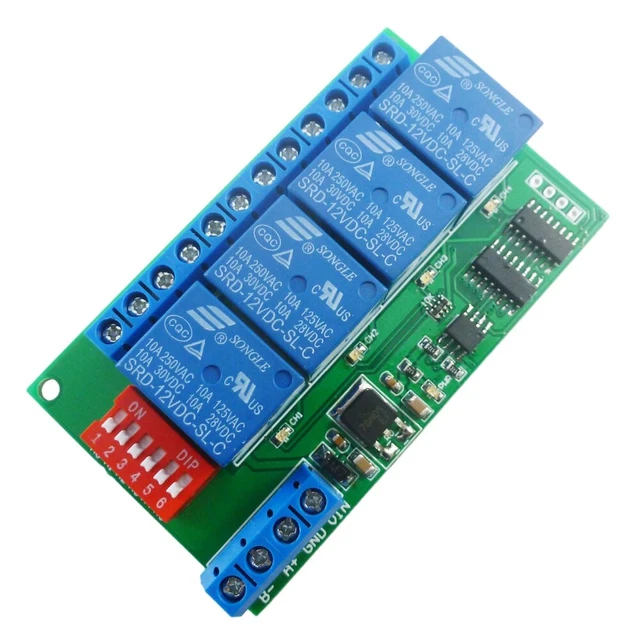 DC 12V RS485 Relay Module Modbus RTU & AT Command Remote Control Switch ...