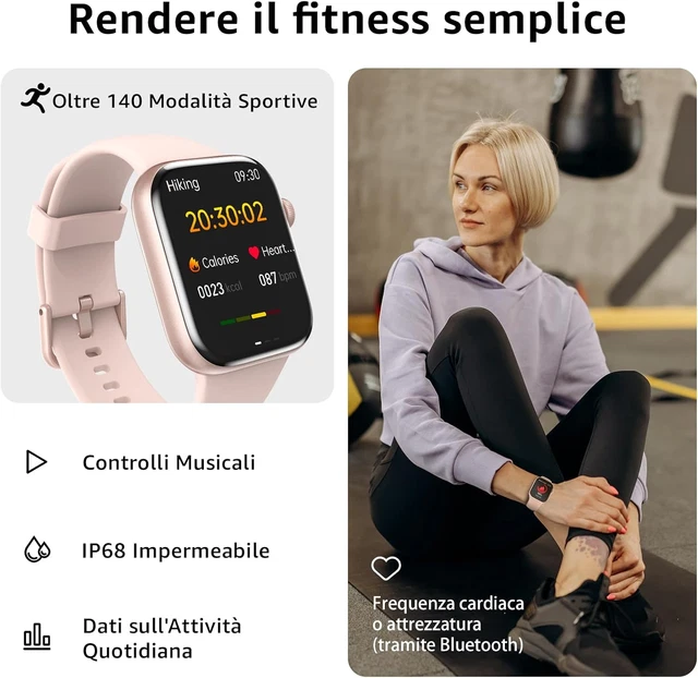 SMARTWATCH UOMO DONNA, 1.85" Full Touch Screen Smartwatch Con Effettua ...