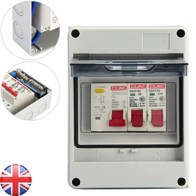 2 WAY GARAGE Shed Camper Van Caravan Consumer Unit Fuses Box W/RCD and ...