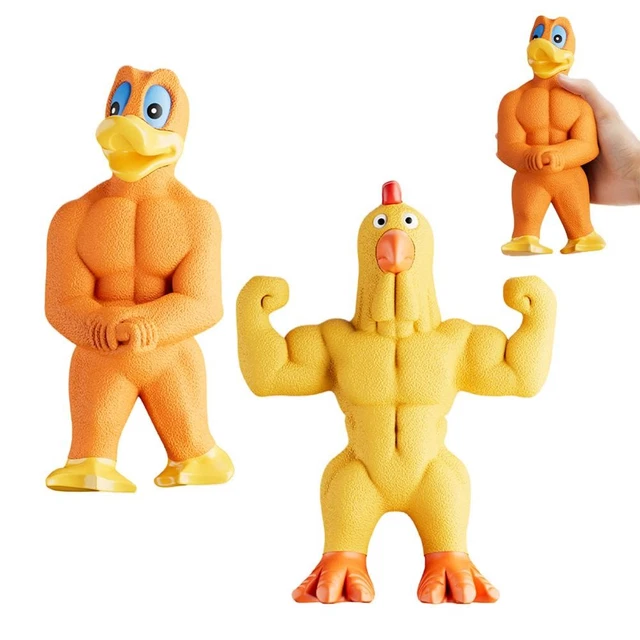 MUSCLE SILICA GEL Dog Calming Duck,2025 New Yellow Dog Duck Toy Ne W ...