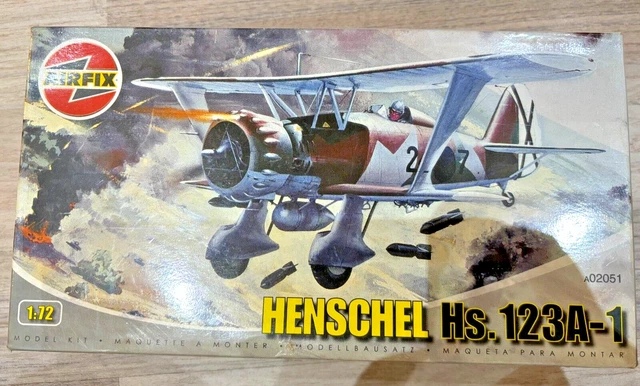 VINTAGE A02051 AIRFIX WW1 Model Plane Kit Henschel Hs 123A-1 Scale 1:72 ...
