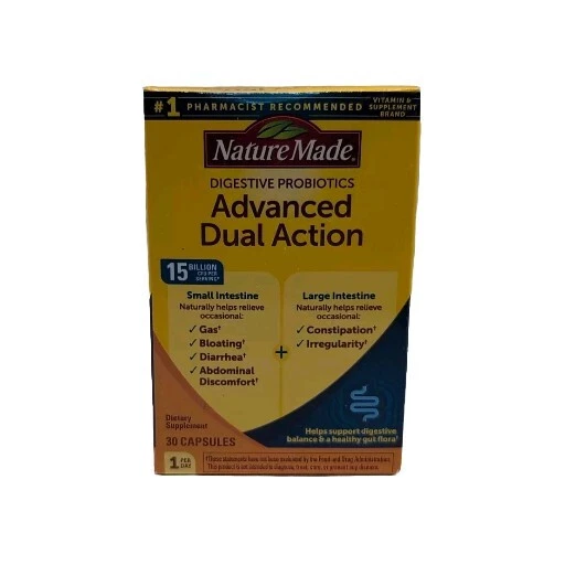 NATURE MADE DIGESTIVE Probiotics Advanced Dual Action 30 Capsules. Exp ...