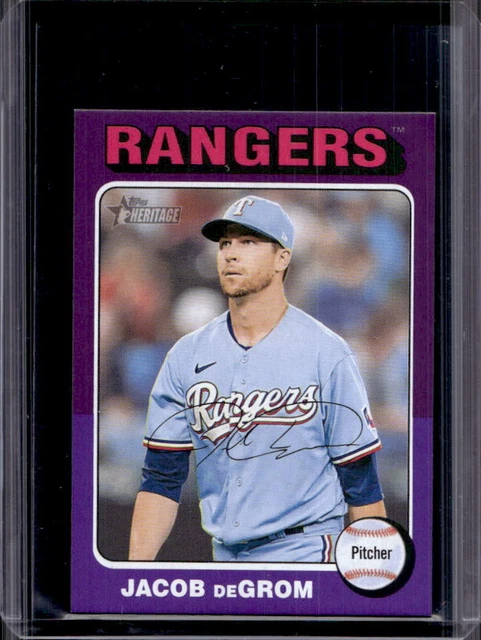 2024 TOPPS HERITAGE Mini Jacob DeGrom bordure violette #11/15 Rangers ...