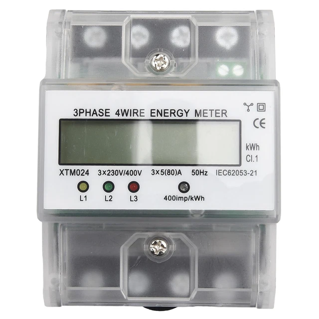 FOUR WIRE THREE Phase Meter 3-Phase Digital Energy Meter For DIN Top ...