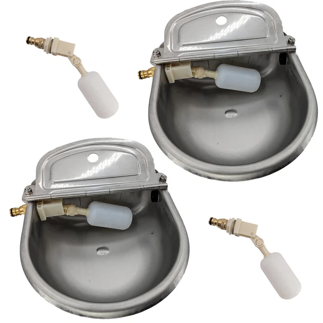 2X AUTO WATER Trough Bowl with 12mm Snap-on Adapter & a Spare Float ...