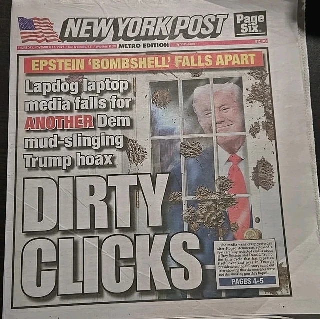 NEW YORK POST Thursday November 13, 2025 Trump Epstein Jameis Winston £ ...