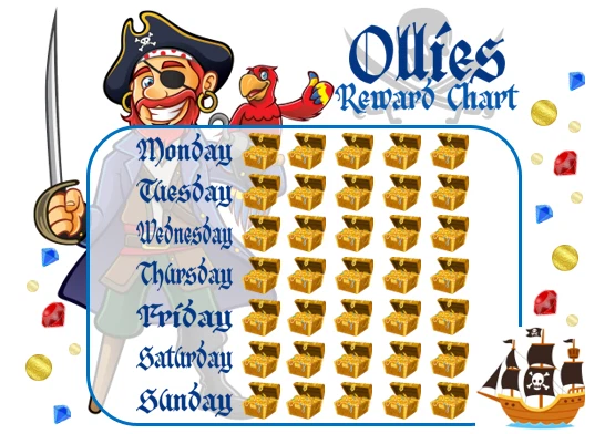 PERSONALISED PIRATE SHIP Theme Reward Chart Poster & Star Stickers £3. ...