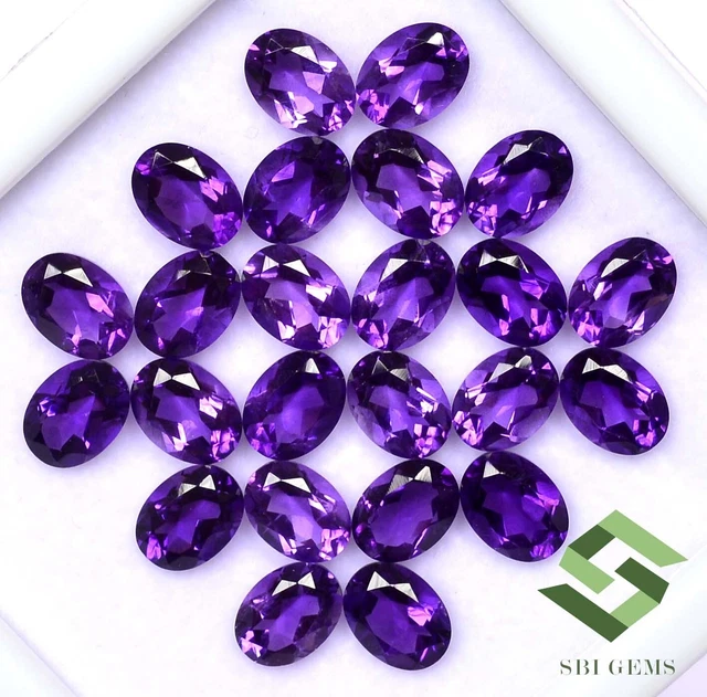 LOT DE 5 Pcs De Gemmes Naturelles En Améthyste Taillées En Oval De 7x5 ...