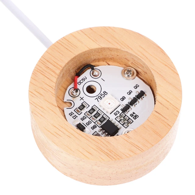 LED LIGHT DISPLAY Base Wooden Lighted Base Stand Crystal Ball Wooden ...