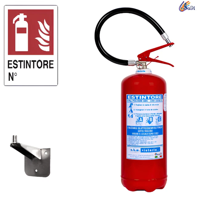 ESTINTORE POLVERE DA 6 Kg Omologato 2025 Con Staffa A Muro Certificato ...