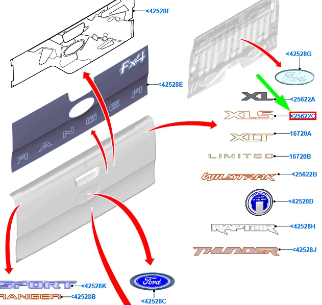 FORD RANGER T6 MK3 Rear Name Plate Decal 1921666 EB3B-4116720-AA5BMT ...