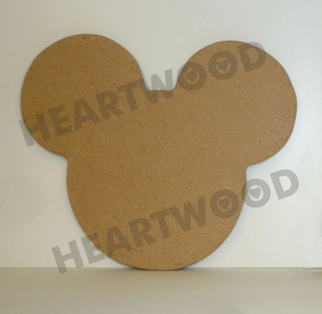 MICKEY MOUSE HEAD SHAPE IN MDF 80mm x 6mm/WOODEN CRAFT SHAPE/BLANK ...