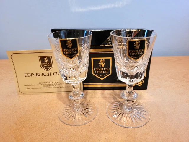 EDINBURGH CRYSTAL STAR of Edinburgh T335 2 x Liqueur Glasses. Mint ...