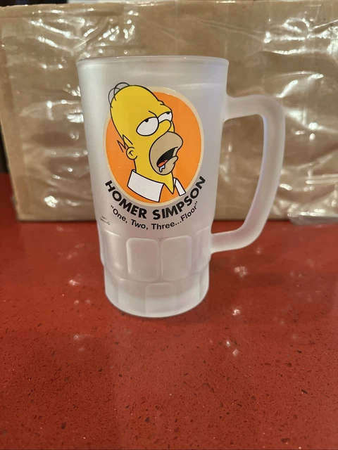 HOMER SIMPSON FROSTED Glass Beer Glass The Simpsons Year 2000-1,2,3 ...