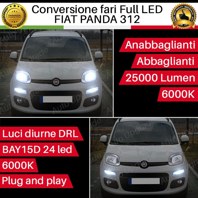 KIT CONVERSIONE FARI Full Led Per Fiat Panda Mk3 6000K Bianco Canbus ...