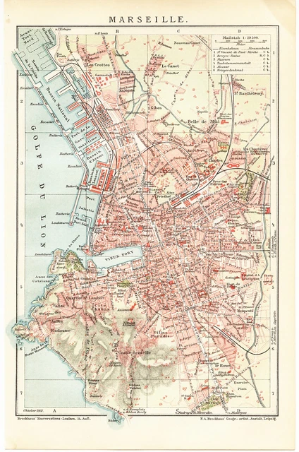 MAPPA CITY MAP 1902: mappa MARSIGLIA. Sud Francia Francia Europa EUR 19 ...