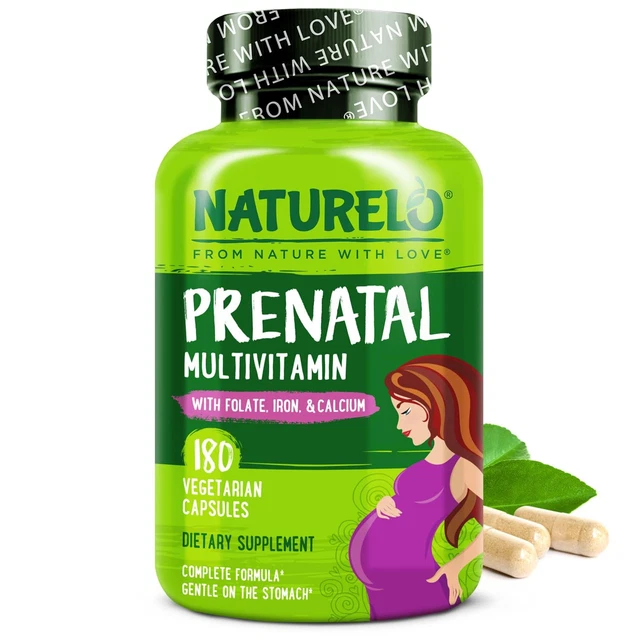 NATURELO PRENATAL MULTIVITAMIN with Gentle Chelated Iron, Methyl Folate ...
