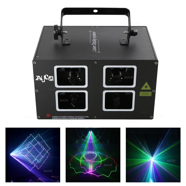 4 LENS ANIMATION Scan RGB Laser Beam DMX Projector Disco DJ Show Stage ...
