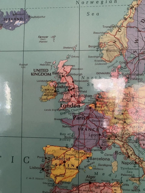 VINTAGE LARGE BARTHOLOMEW World Map Wall Map Laminated £30.00 - PicClick UK