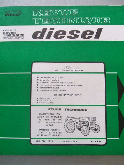 REVUE TECHNIQUE TRACTEUR Massey Ferguson 37 42 65 140 145 148 152 155 158 165 .. EUR 55,00 ...