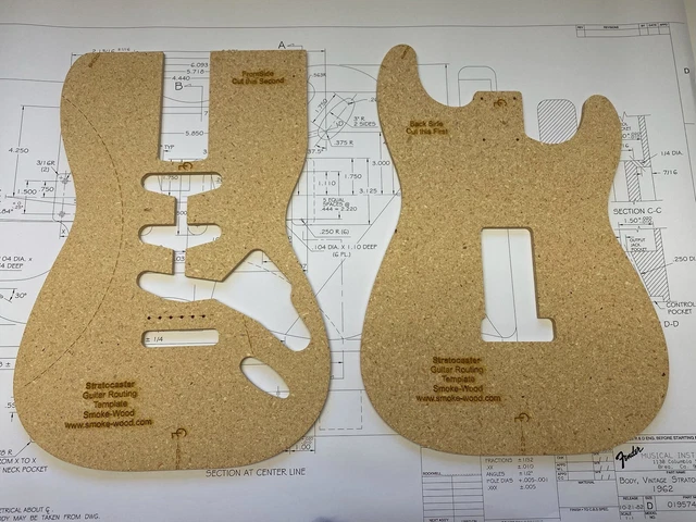 STRATOCASTER GUITAR ROUTER Template W BluePrints CNC Cut Laser STRATOCASTER GUITAR ROUTER Template W BluePrints CNC Cut Laser