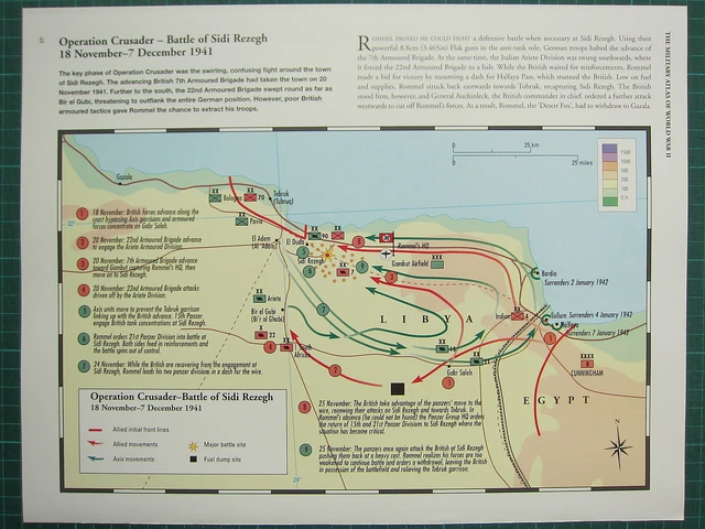 WW2 WWII MAP ~ Operation Crusader Battle Of Sidi Rezegh 18 Nov-7 Dec ...