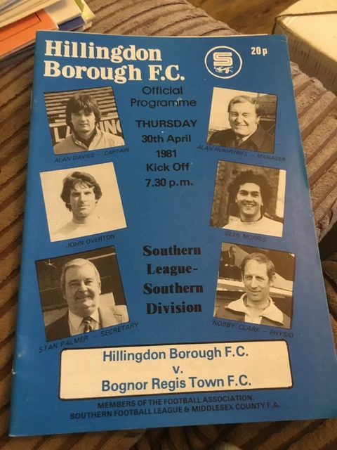 HILLINGDON BOROUGH V Bognor Regis Town 1980/81 SL £2.49 - PicClick UK