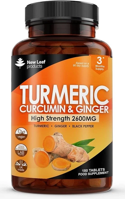 NEW LEAF TURMERIC Curcumin & Ginger 180v tabs £16.08 - PicClick UK