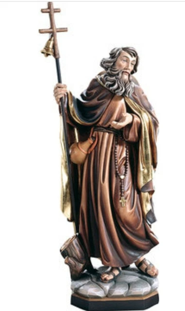 STATUE DE SAN Fulgentius CM 20 Sculpté en Bois La à Val Gardena Décoré ...