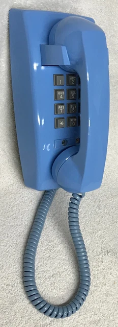 VINTAGE 1970S WESTERN ELECTRIC AT&T 2554BMP BLUE Push Button Dial Wall ...