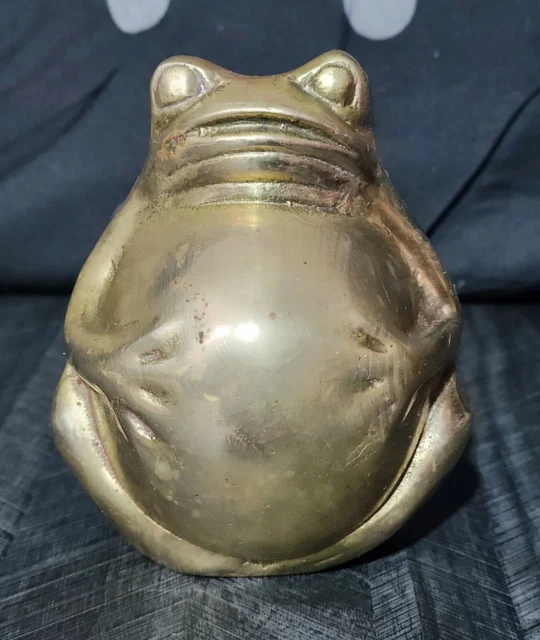 VINTAGE BRASS FAT Frog Toad Sculpture Figurine Pot Belly, 5” Tall $23. ...