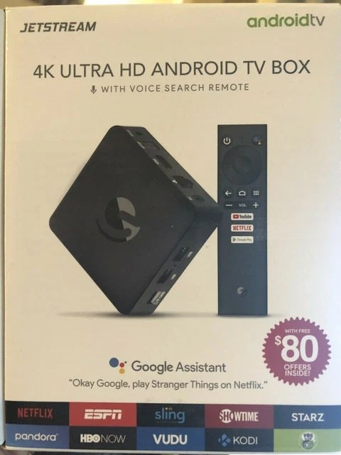 JETSTREAM 4K ULTRA HD Android TV Box with Voice Search Remote (AGT418 ...
