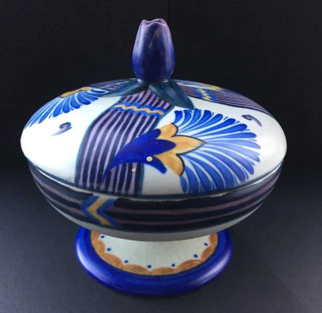 CARLTON WARE ART Deco 'Flowering Papyrus' 3242 Design Lidded Bowl Jar ...