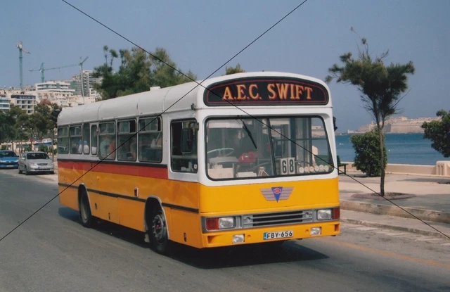 BUS PHOTO, ORANGE Malta Bus Photograph Picture, Ex London Aec Swift Fby ...