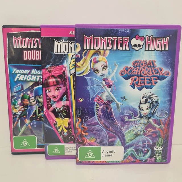 MONSTER HIGH 3 DVD Lot Electrified Great Scarrier Reef Double Feature ...