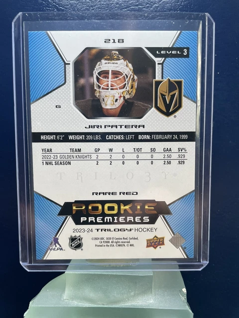 2023-24 UD TRILOGY Jiri Patera Level 3 Rare Red Rookie Premieres 20/49 ...