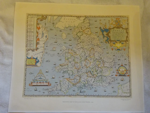 HISTORISCHE KARTE - Saxton's Map of England & Wales, 1579 - Kunstdruck ...