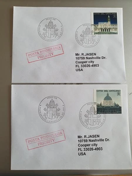 FRAMA ATM VATIKAN, Michel 1-5, je 1 FDC in die USA, je 1500Lire ATM (A ...