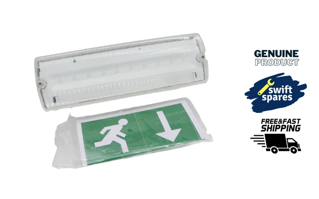 NEWLEC BULKHEAD E3 2W LED M/NM Emergency Exit Light NLE3B IP65 £17.99 ...