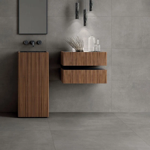 GRES PORCELLANATO EFFETTO Cemento Naturale 80x80 Smoke Absolute ...